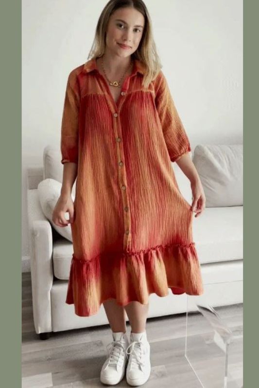 Hayden Gauze Vintage Dye Midi Dress - Rust – Debra's Passion Boutique
