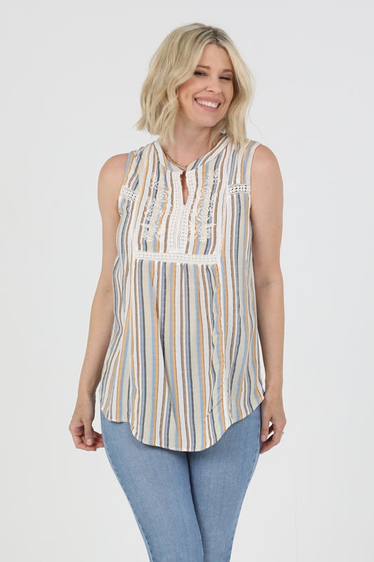 Sleeveless Stripe Casual Top - Ivory – Debra's Passion Boutique