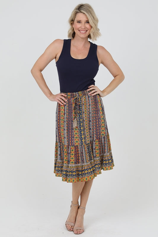 Sweetheart Boho Skirt - Navy Multi – Debra's Passion Boutique