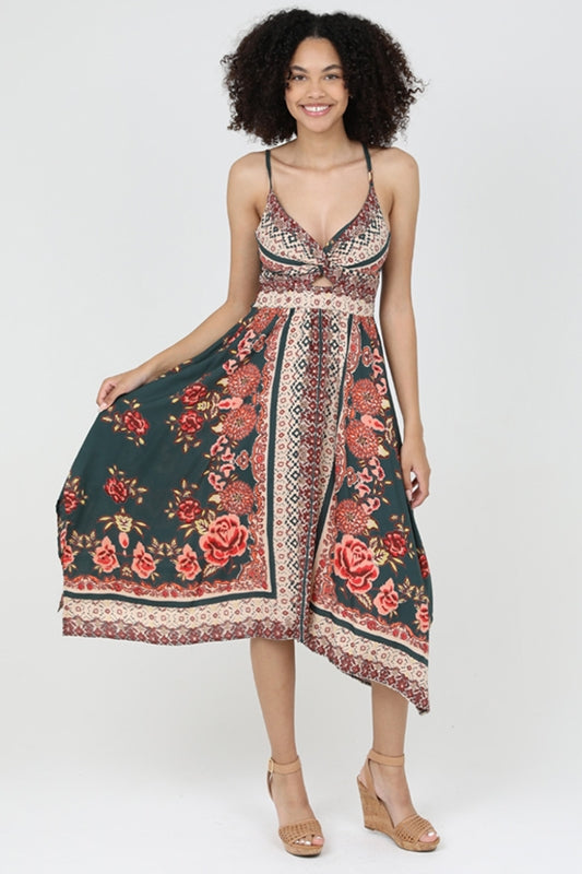 Angie Samantha Floral Handkerchief Dress - Olive – Debra's Passion Boutique