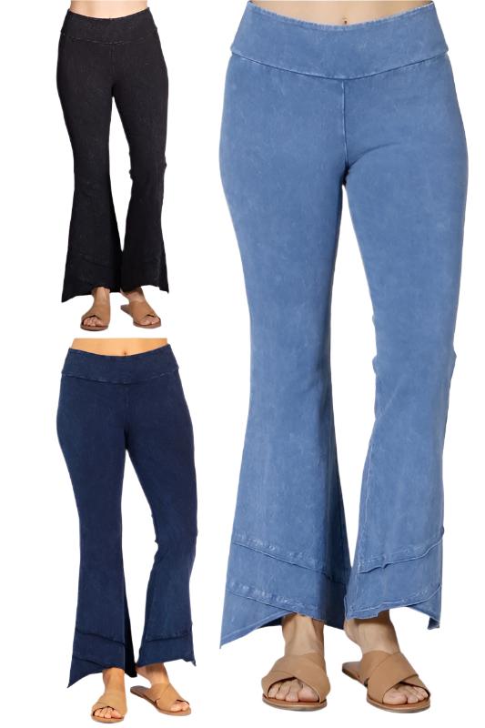Chatoyant Mineral Wash Boutique Flare Hem Ankle Pants | Debra's Passion ...