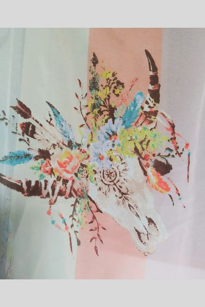Colorblock Floral Cow Skull Long Kimono – Debra's Passion Boutique