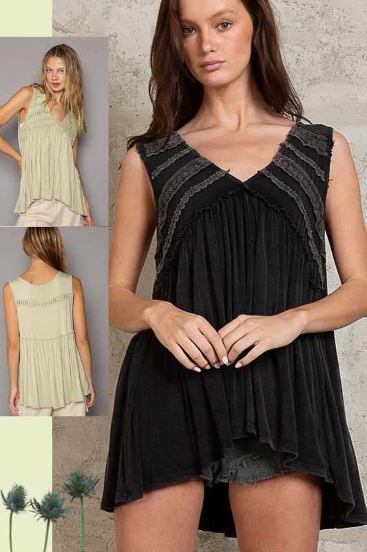 POL V Neck Tank Top - Black / Pistachio – Debra's Passion Boutique