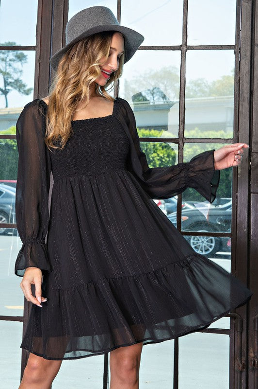 Eesome Florence Smocked Dress - Black – Debra's Passion Boutique